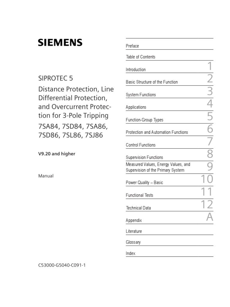 SIP5 - 7SA SD 84 86 7SL86 7SJ86 - V09.20 - Manual - C091 1 - en | PDF