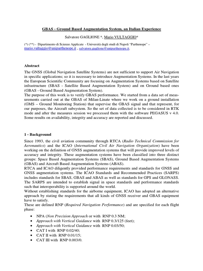 12 - GBAS - Ground Based Augmentation System, An Italian Experience ...