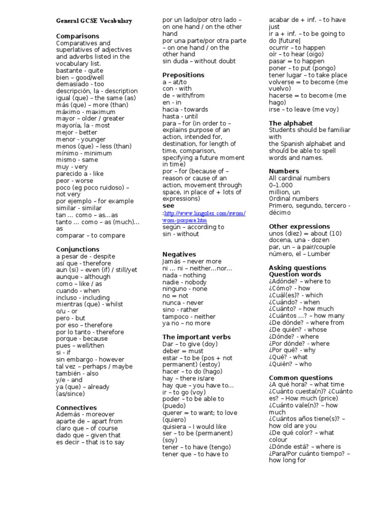 GCSE Vocabulary Guide: Key Terms | PDF | Foods | Nature