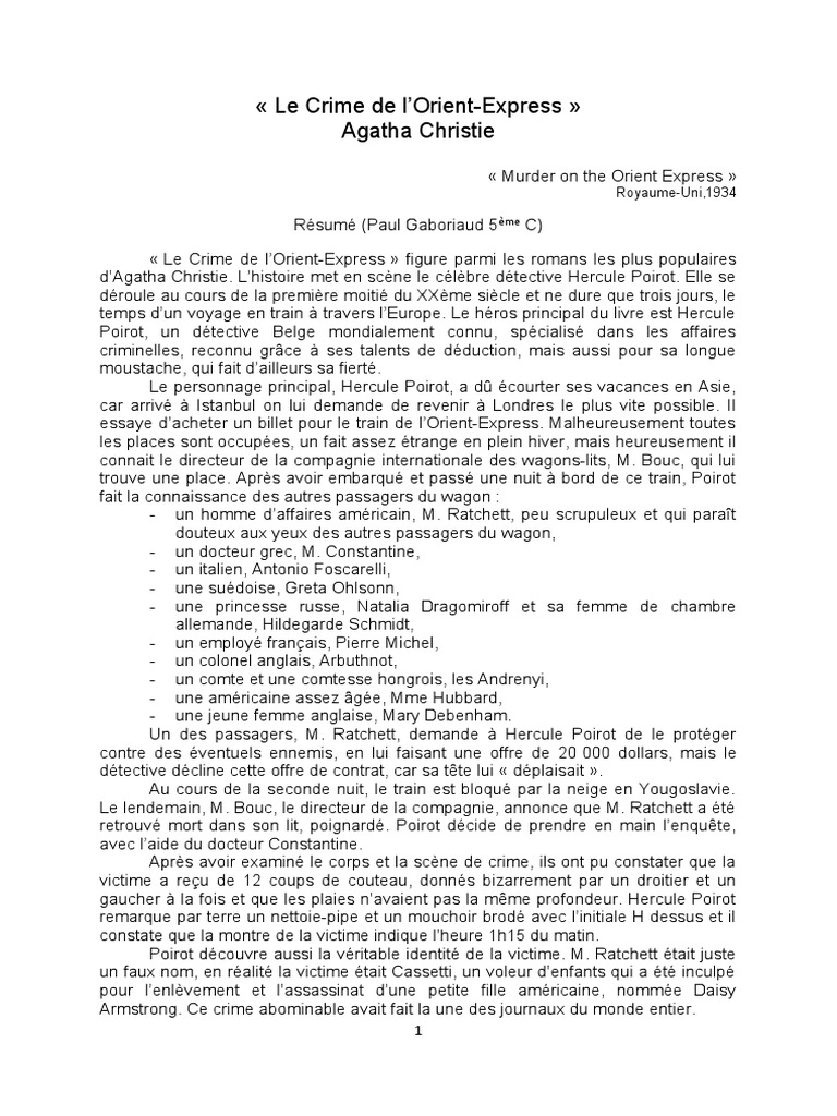 Résumé du Crime de l'Orient-Express | PDF