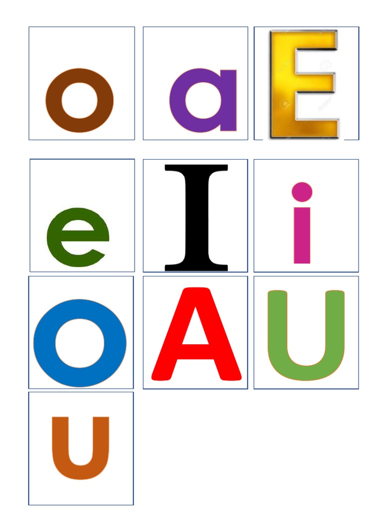 Vocales Mayusculas y Minusculas para Tarjetas en Cartón | PDF