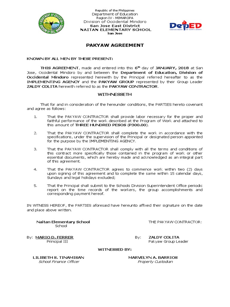 Pakyaw Agreement | PDF | Common Law | Government