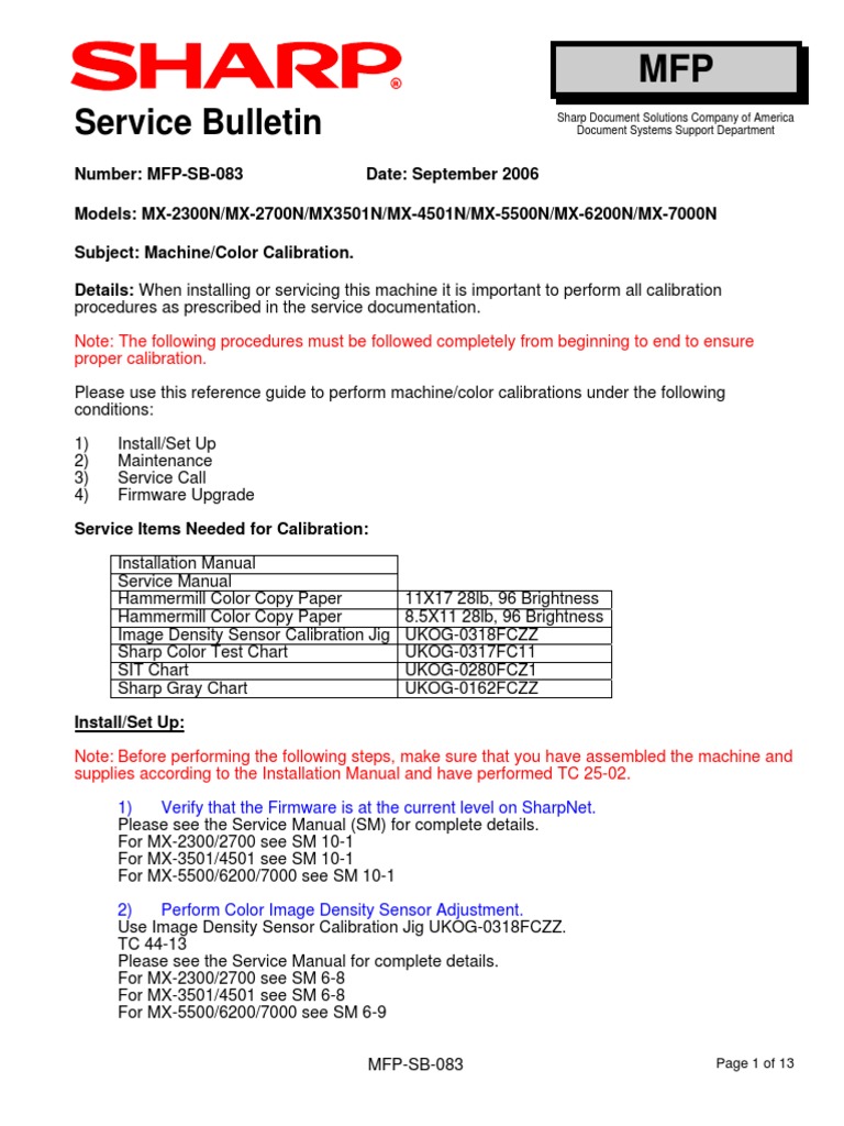 Service Bulletin: 1) Verify That The Firmware Is at The Current Level ...