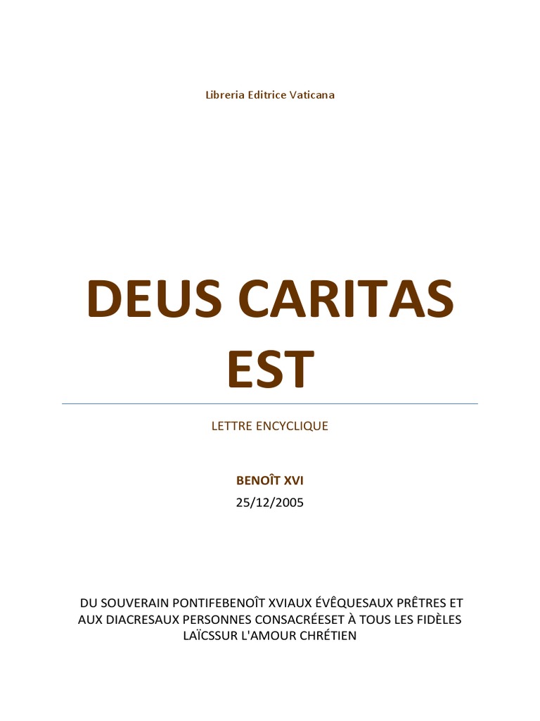 LETTRE ENCYCLIQUE Deus Caritas Est | PDF | Amour | Dieu