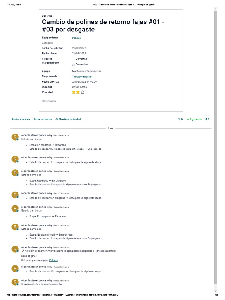 Cambio de Polines de Retorno Fajas | PDF