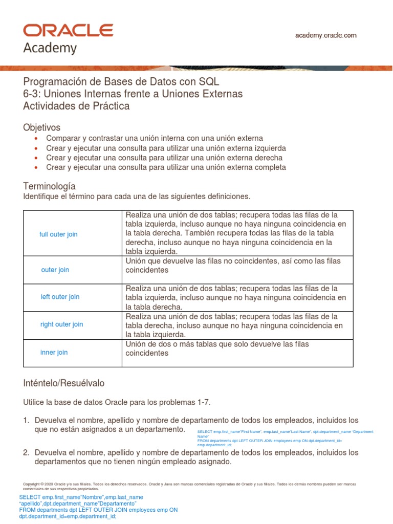 DP 6 3 Practice Esp | PDF | Software de gestión de datos | Datos
