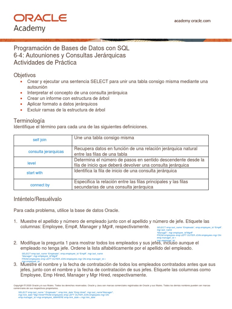 DP 6 4 Practice Esp | PDF | SQL | Gestión de tecnología de la información