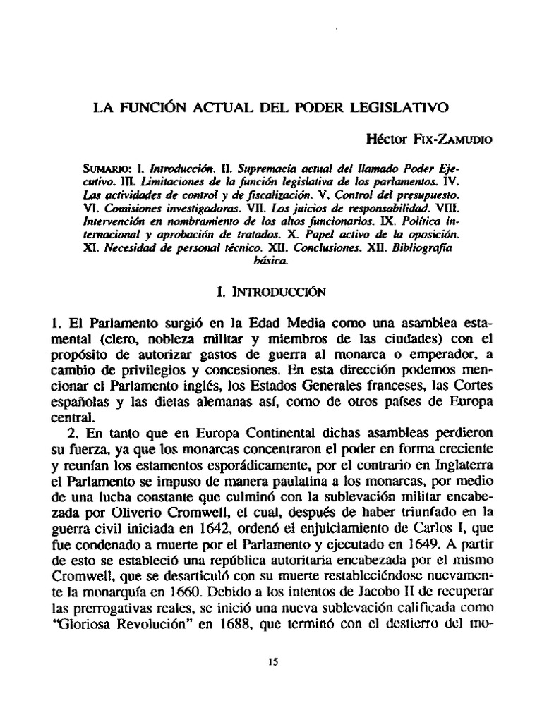 La Función Actual Del Poder Legislativo | PDF