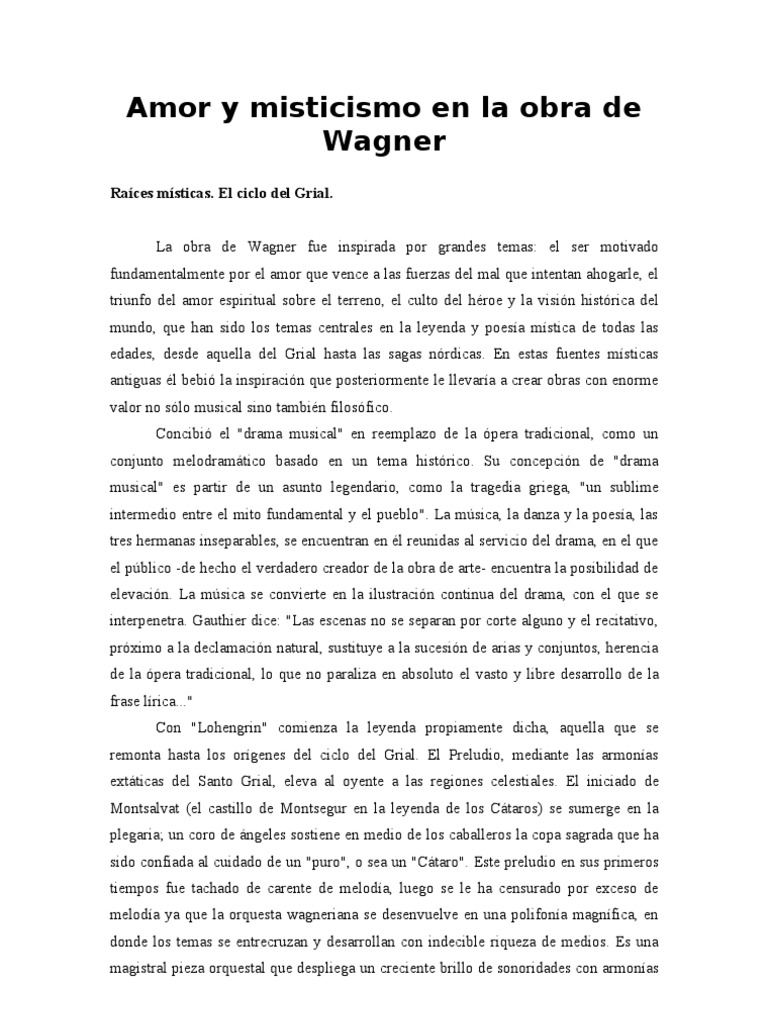 Amor y Misticismo en La Obra de Wagner | PDF | Richard Wagner | Amor