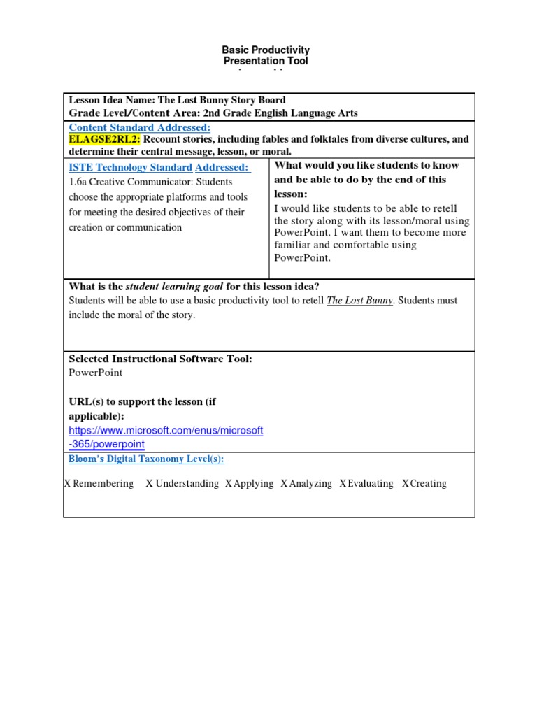 Emmaline Mckinney Bpts Basic Productivity Tools Lesson Idea Template | PDF | Microsoft Power ...