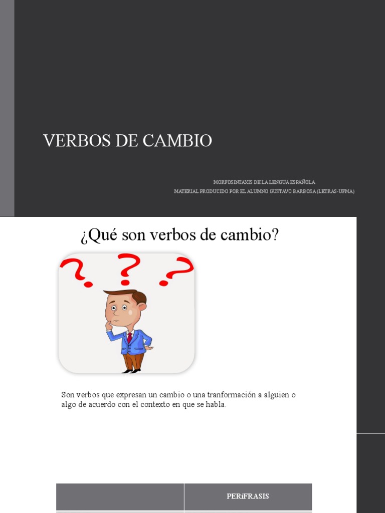 Verbos de Cambio Ejemplos | PDF | Verbo | Pronombre