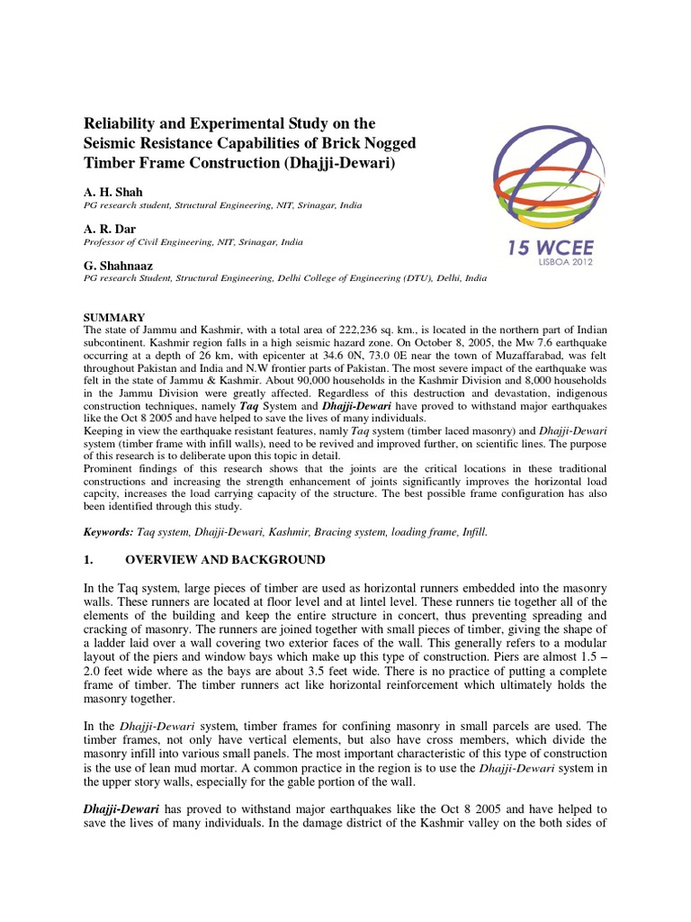 Reliability and Experimental Study On The Seismic Resistance ...