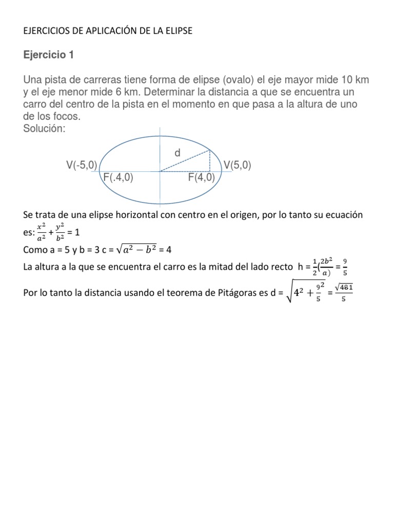 Ejercicios Elipse | PDF | Elipse | Geometría euclidiana