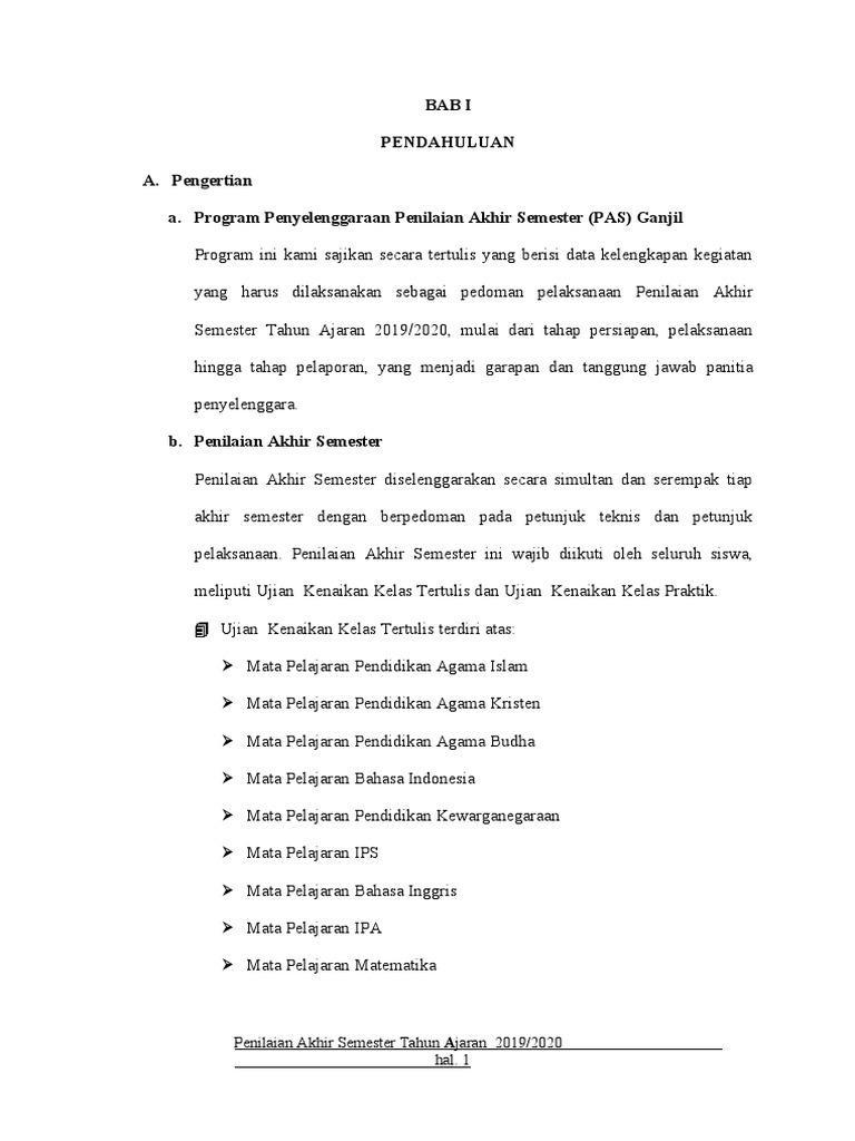 Program Kerja Pas 2018-2019 | PDF