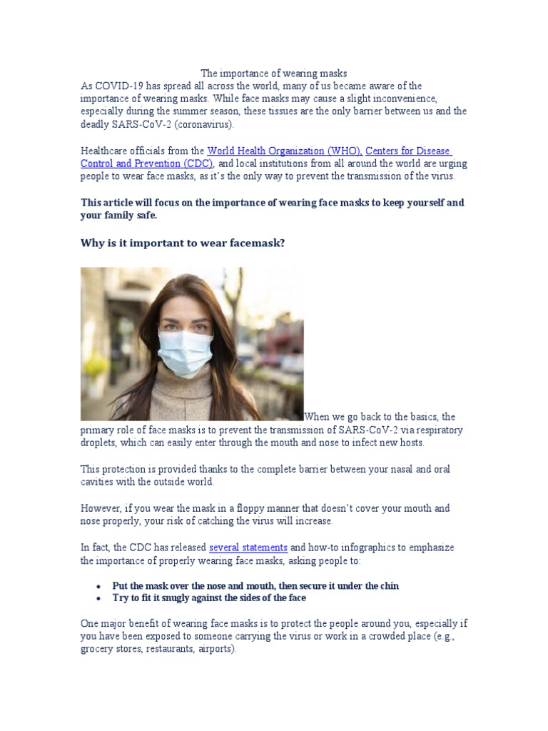 The Importance of Wearing Masks | PDF