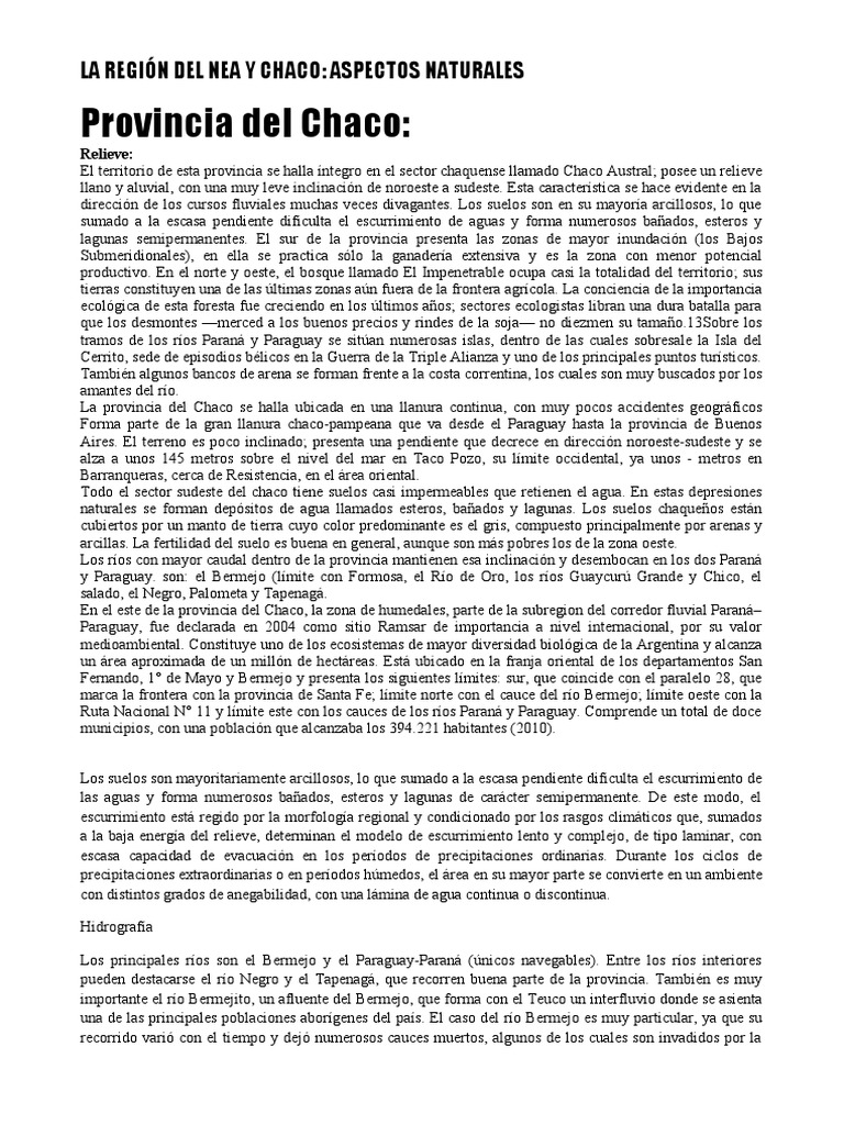 La Región Del Nea y Chaco | PDF | Paisaje | Hidrología