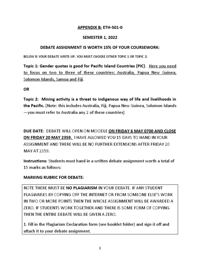 Eth-501-1 Debate Assignment Appendix B | Download Free PDF | Paragraph ...