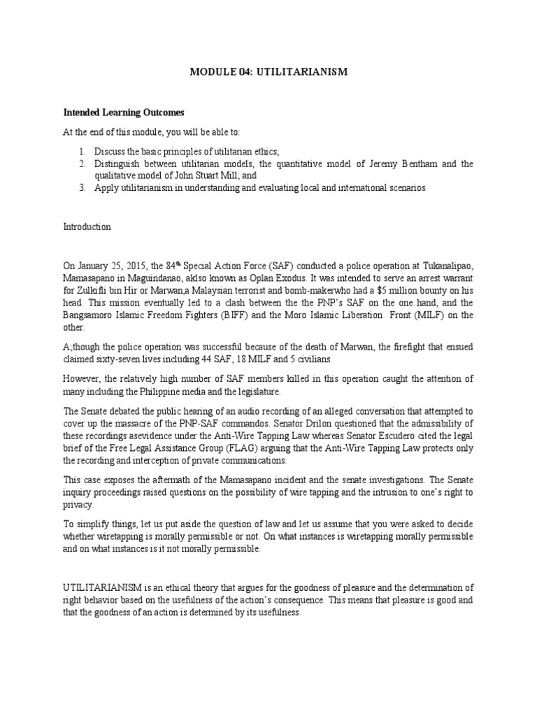 The Principle of Utility: Evaluating the Morality of Wiretapping and ...