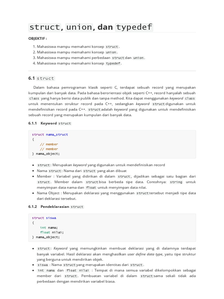 "Struct, Union, Typedef C++" | PDF | Komputer