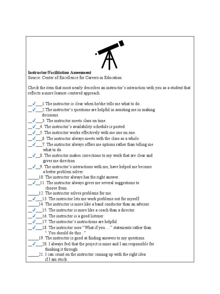 Analysis of a Learner-Centered Teaching Assessment: Identifying Instructional Practices that ...
