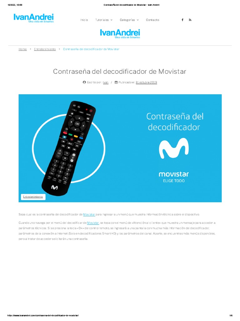 Contraseña Del Decodificador Movistar Pdf Contraseña Redes De
