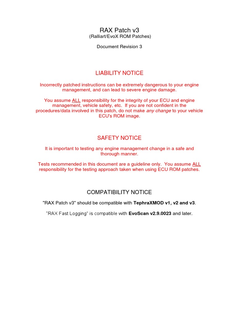 RAX Patch v3 Instructions Rev3 | PDF | Turbocharger | Computer File