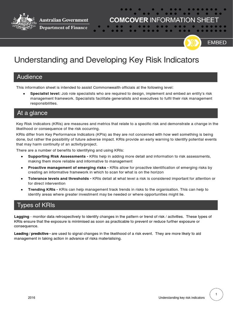 Comcover Information Sheet Understanding and Developing Key Risk ...