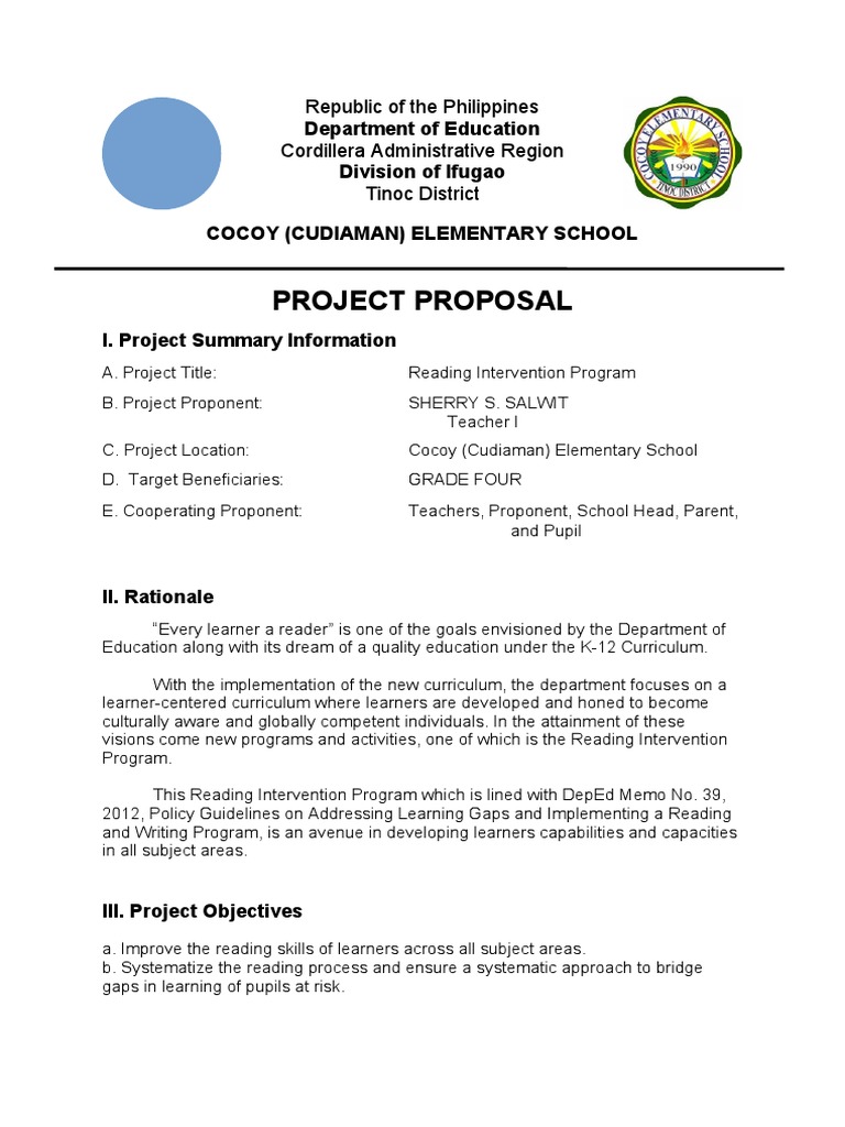 Reading Proposal | PDF | Curriculum | Teachers