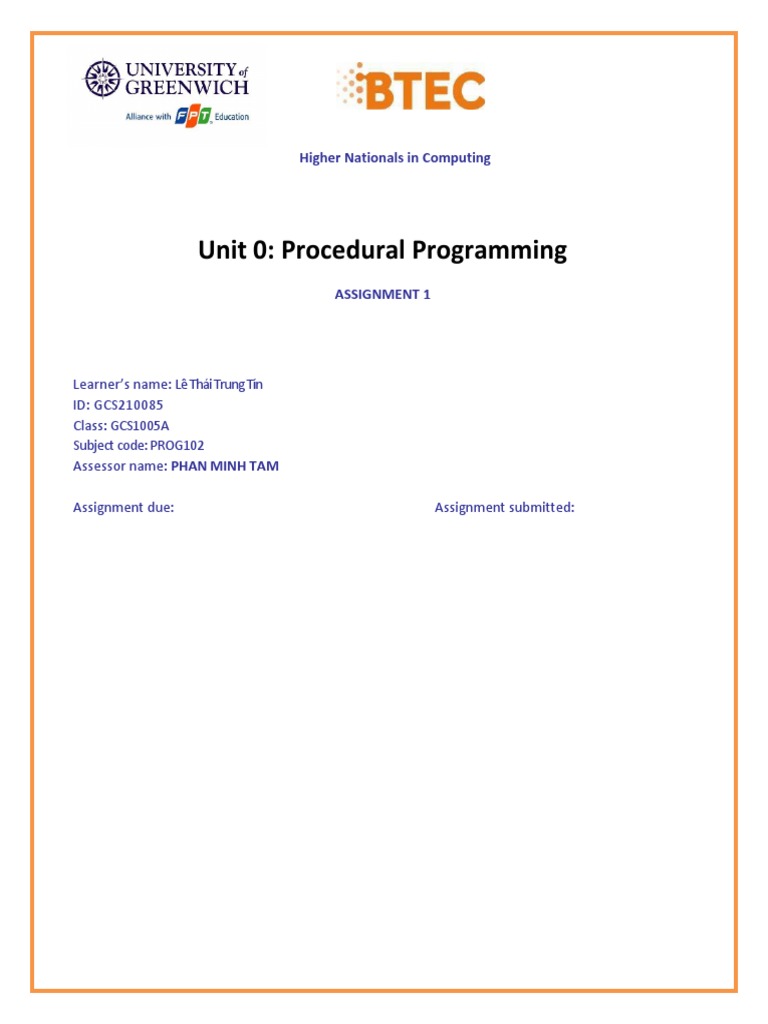 Prog102 Gcs210085 Lethaitrungtin Assignment 1 Full Autorecovered Download Free Pdf