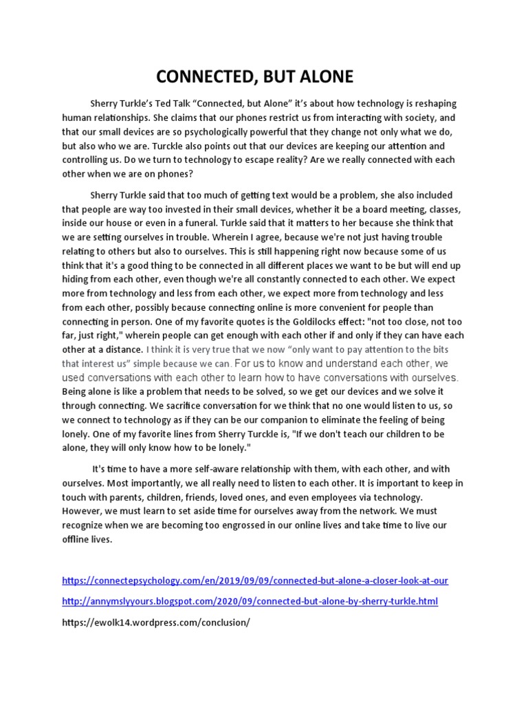 Connected, But Alone | PDF | Communication