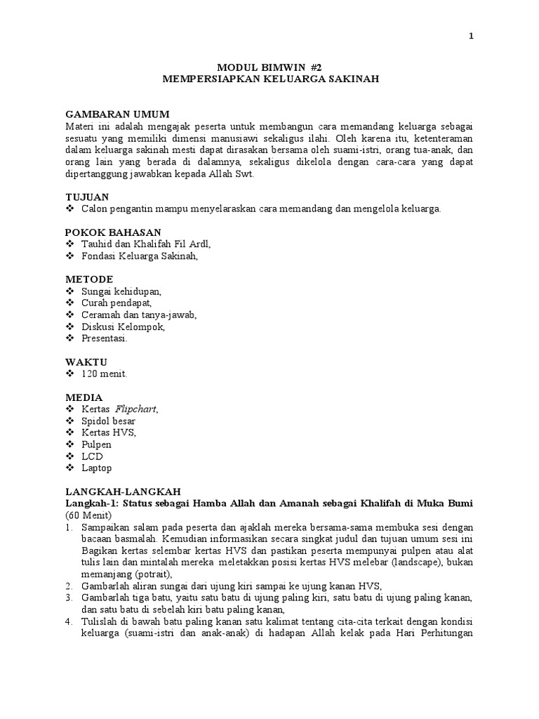 MODUL BIMWIN #2. Keluarga Sakinah | PDF