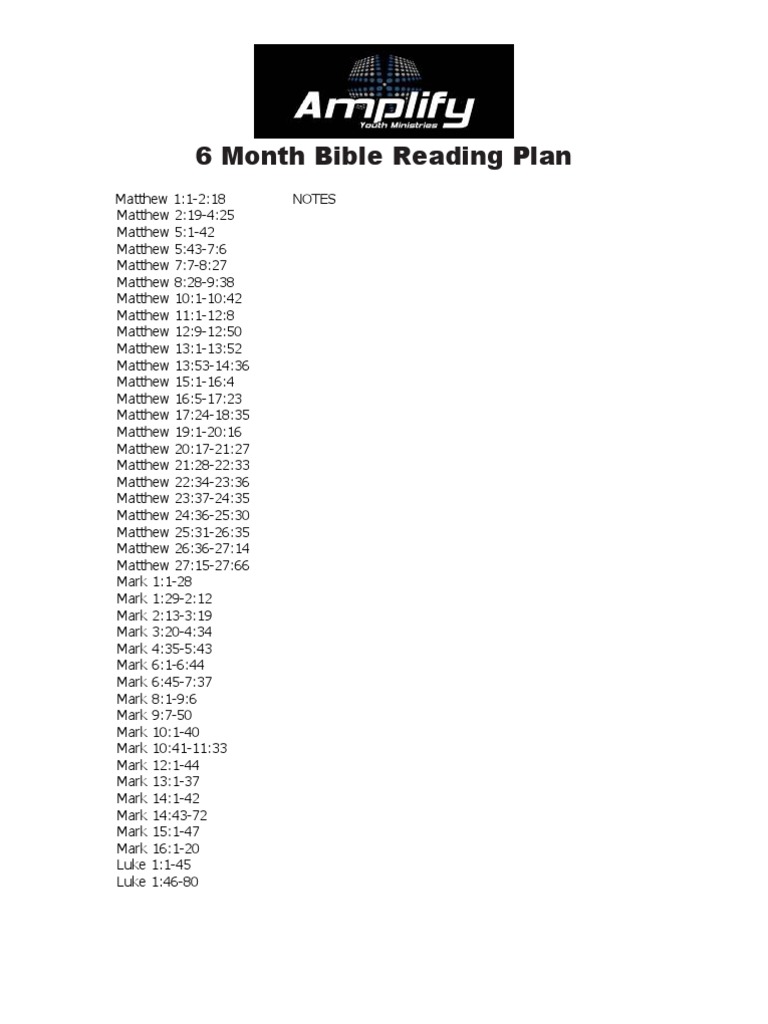 6 Month Bible Reading Plan | PDF | Acts Of The Apostles | Gospel Of Matthew