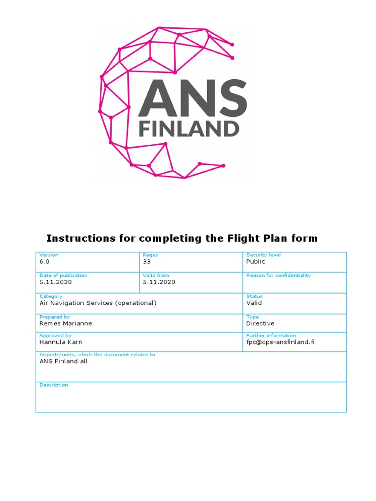 Instructions For Completing The Flight Plan Form | PDF | Instrument ...