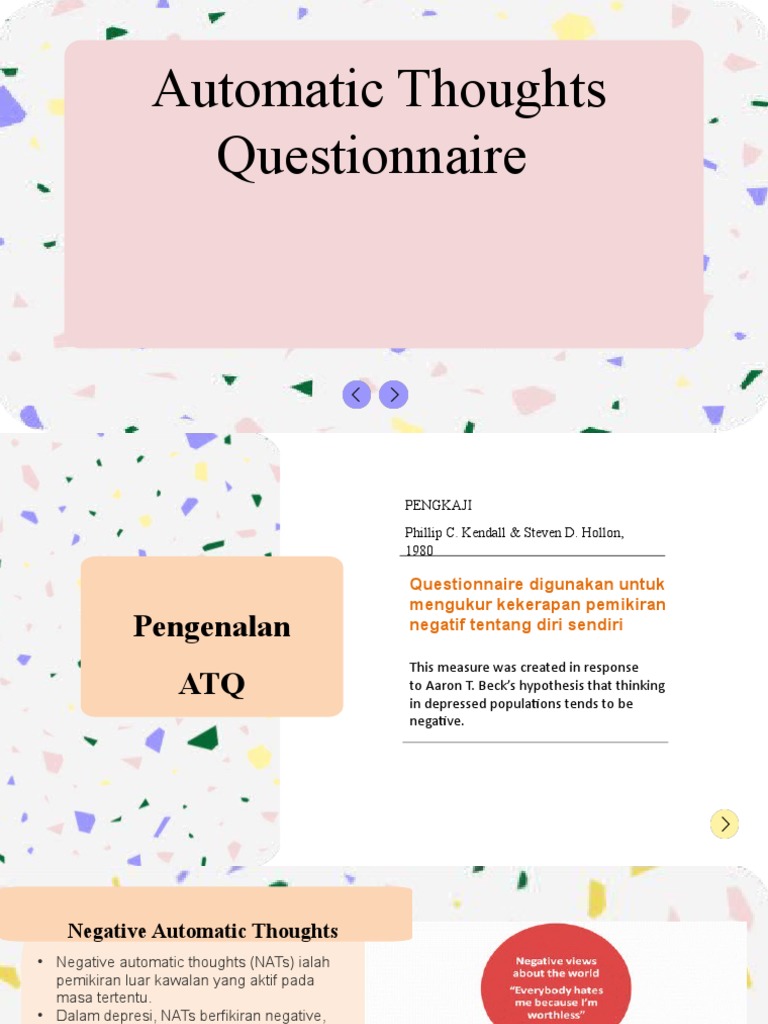 Automatic Thoughts Questionnaire | PDF | Estime de soi | Domaines associés à la psychiatrie