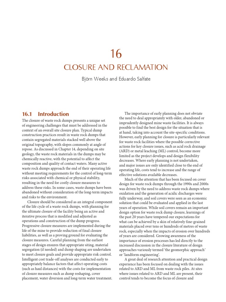 Guidelines For Mine Waste Dump and Stockpile Design - Closure | PDF ...