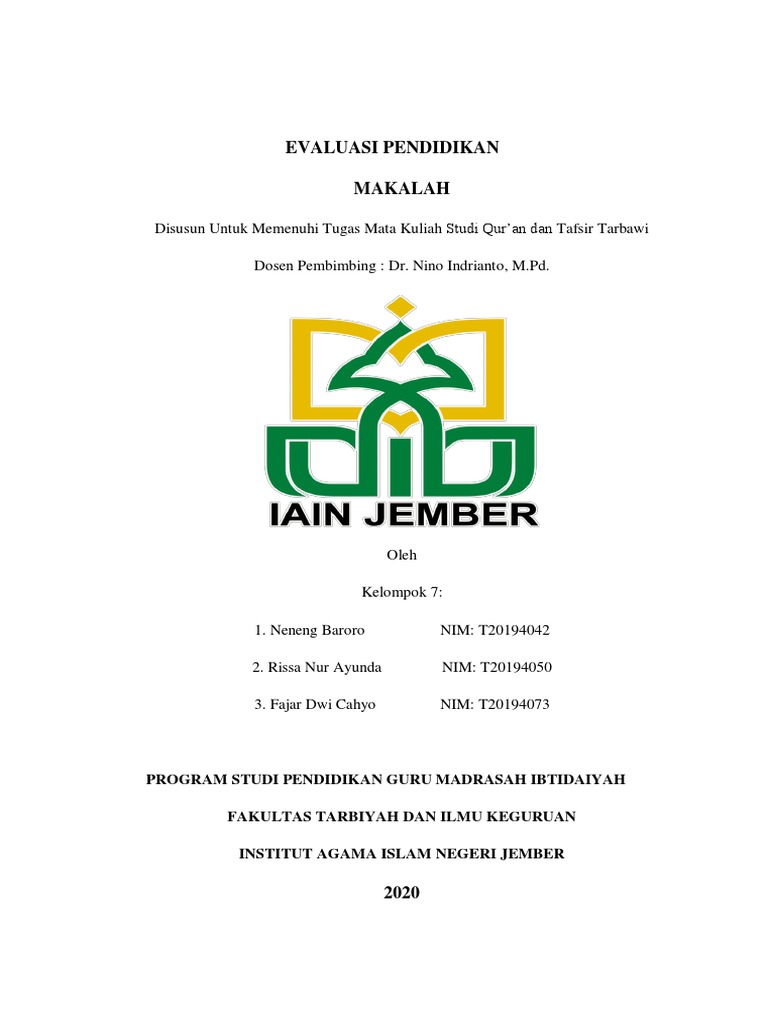 Kel 7 Evaluasi Pendidikan (Tafsir Tarbawi) | PDF