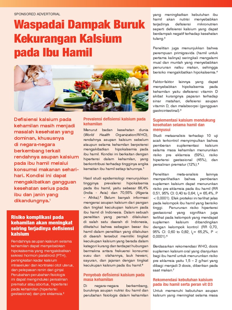 Waspadai Dampak Buruk Kekurangan Kalsium Pada Ibu Hamil | PDF