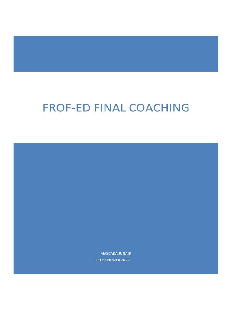 Prof-Ed Final Coaching 2022 | PDF | Classroom Management | Educational Assessment