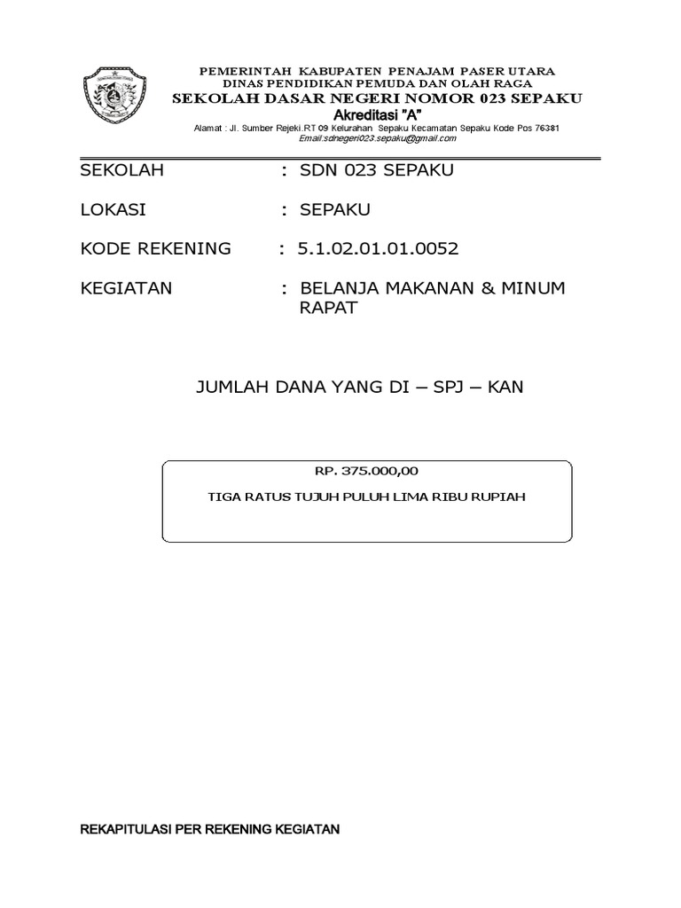 Belanja Makan Minum Rapat | PDF