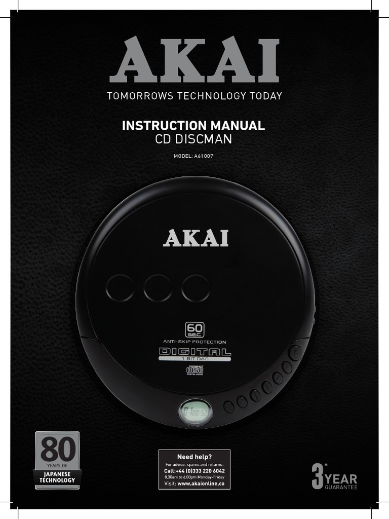 Akai Discman UG | PDF | Ac Power Plugs And Sockets | Mains Electricity