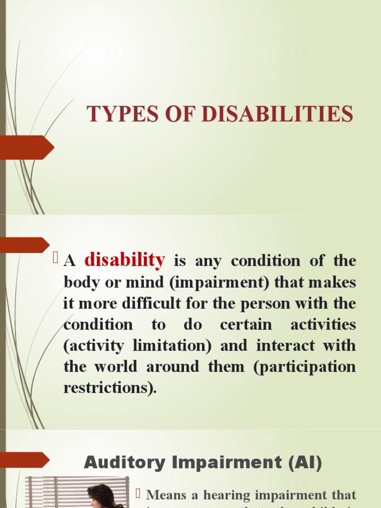 Types of Disabilities | PDF | Dyslexia | Disability