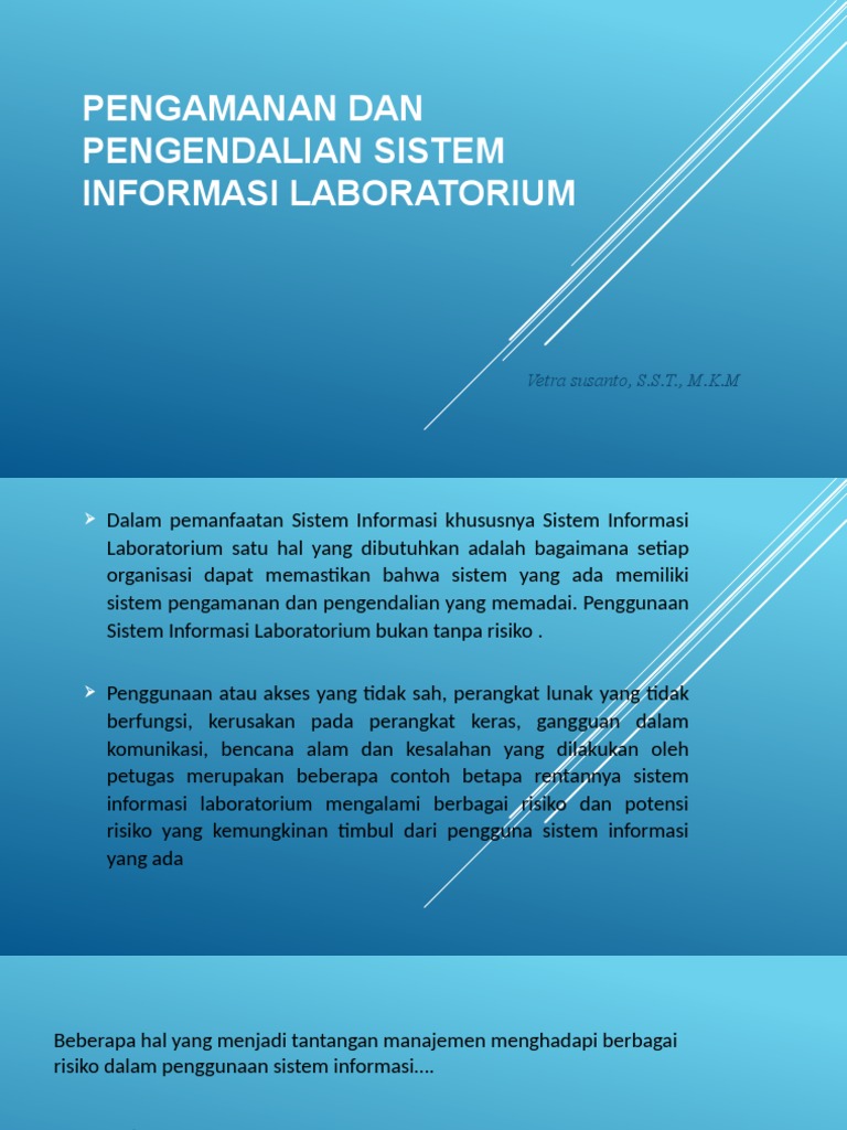 Pengamanan Dan Pengendalian Sistem Informasi Laboratorium | PDF