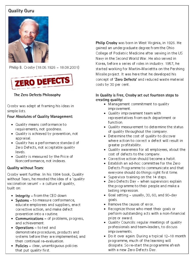 Quality Gurus Philip B. Crosby | PDF | Business | Economies