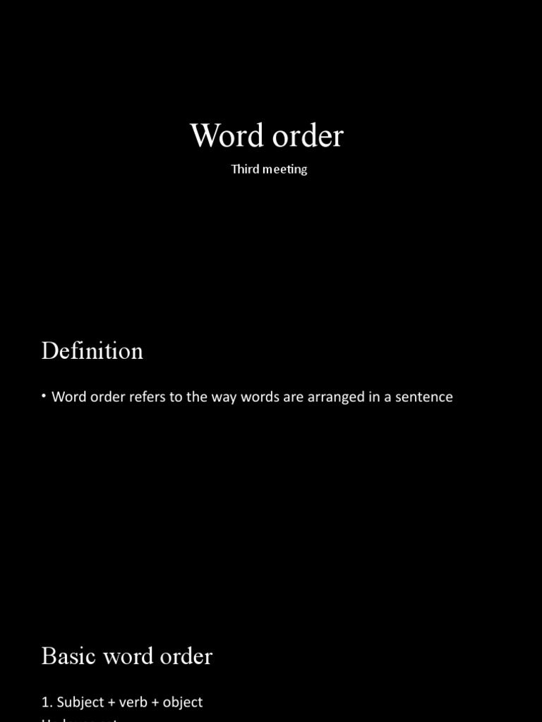 Word Order | PDF | Verb | Subject (Grammar)