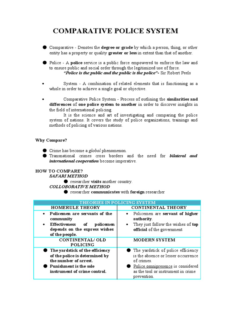 Comparative Police System: "Police Is The Public and The Public Is The ...