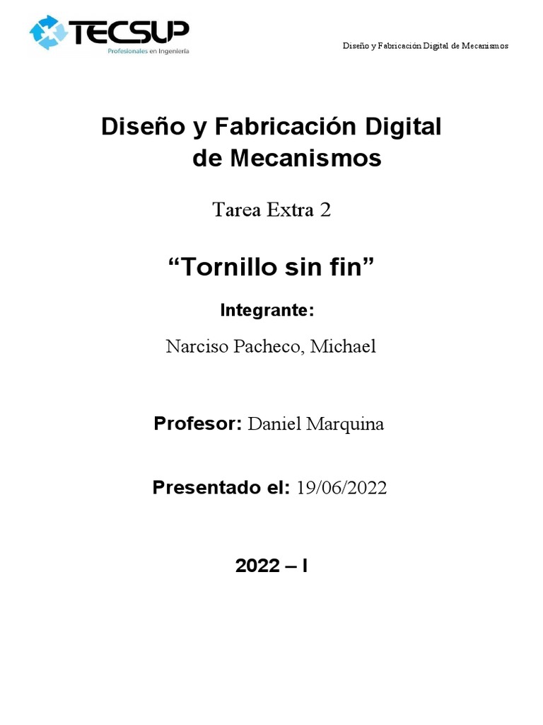 Tarea Extra 2 - Narciso | PDF | Tornillo | Máquinas