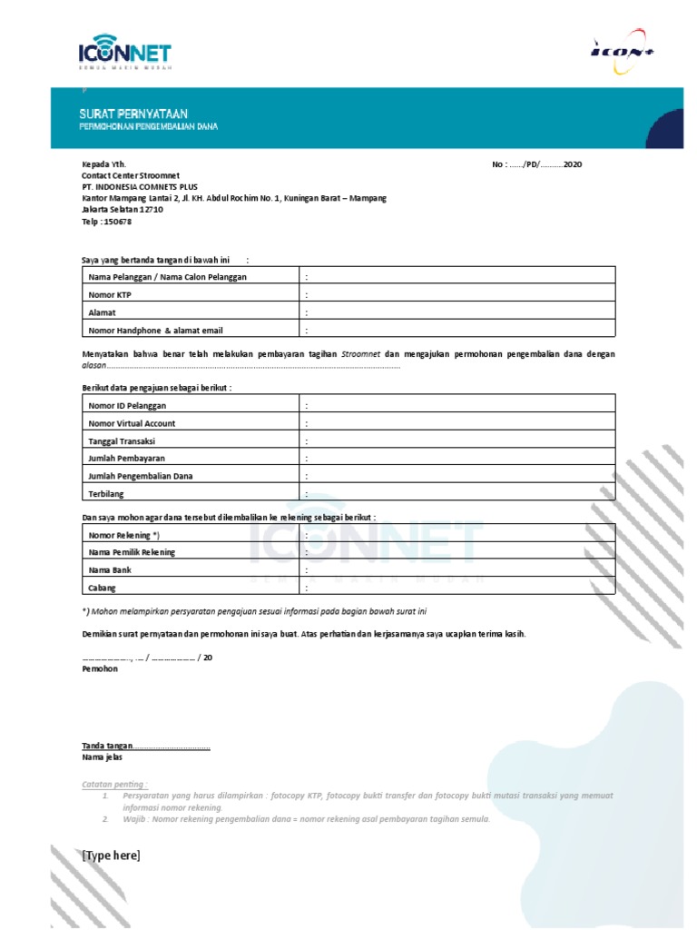 Formulir Pengajuan Refund ICONNET 2021 (1) 090921 073416 060622 061319 ...