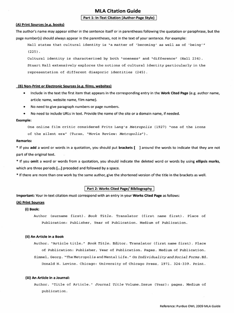 MLA Citation Guide | PDF
