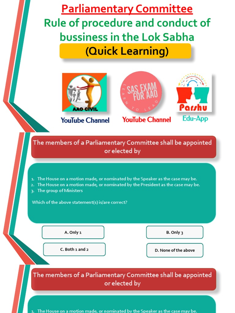 Rule of Procedure and Conduct of Bussiness in The Lok Sabha: (Quick ...