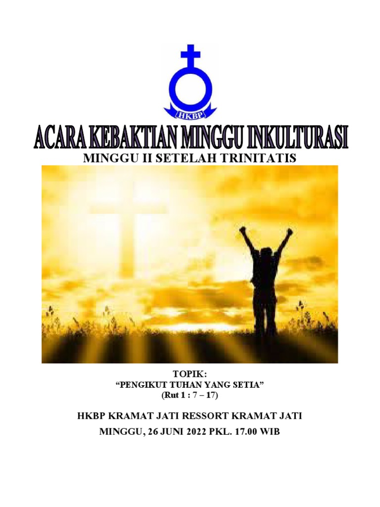 Ibadah Minggu Inkulturasi Minggu Ii Setelah Trinitatis 26 Juni 2022 | PDF